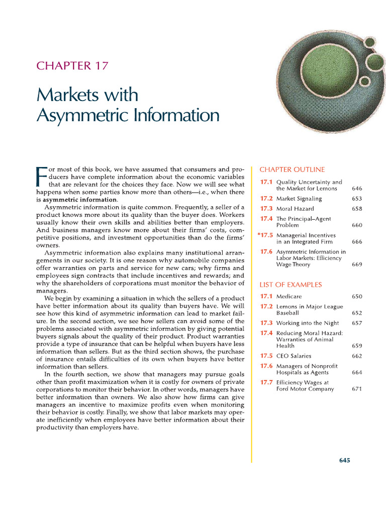 Chapter 17 Markets With Asymmetric Information by Robert Pindyck ...