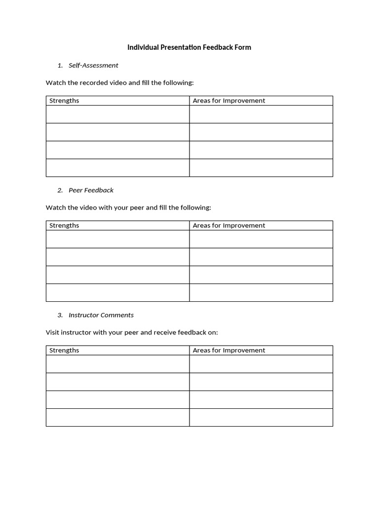 Individual Presentation Feedback Form | PDF