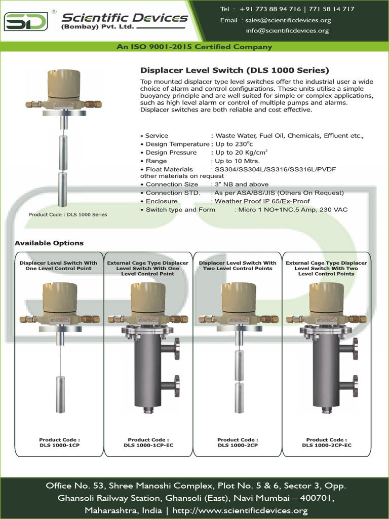 Displacer Level Switch | PDF