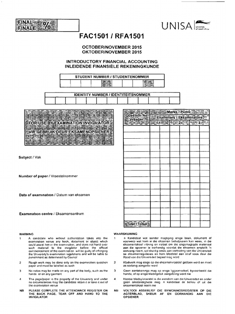 FAC1501 2015 10 Examination | PDF