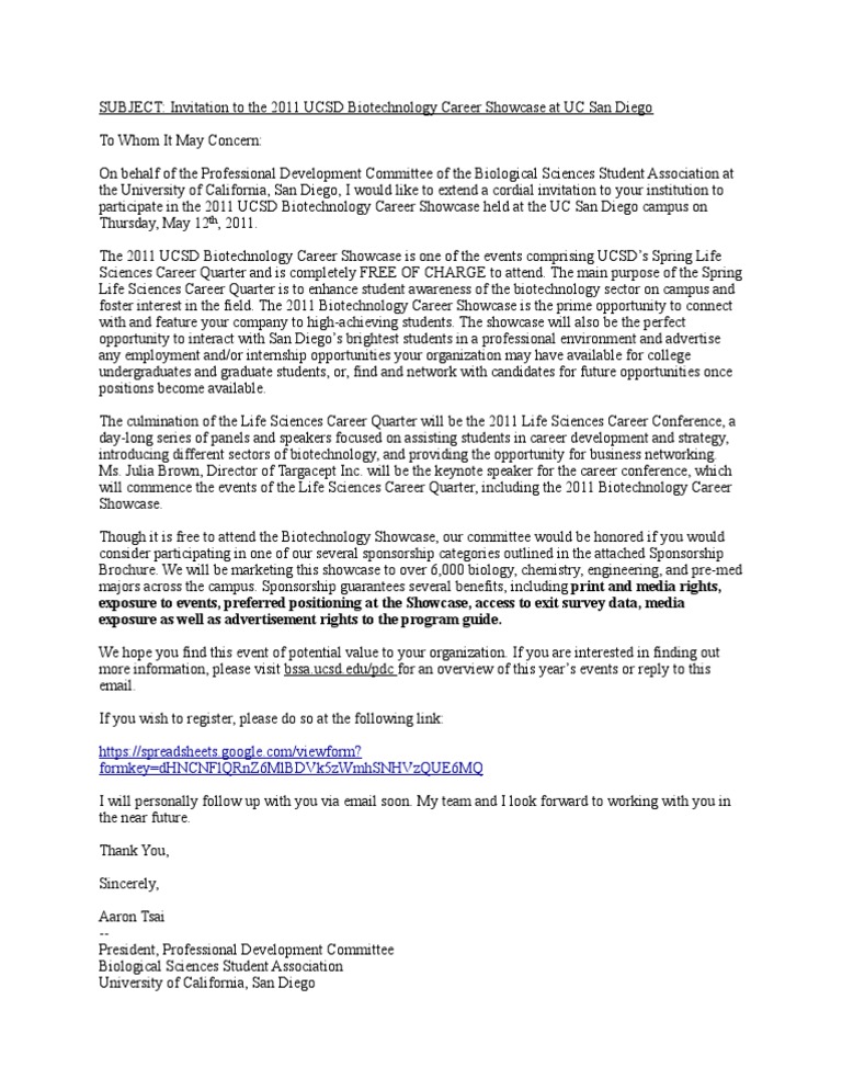 Invitation Letter in | PDF | University Of California | Academia