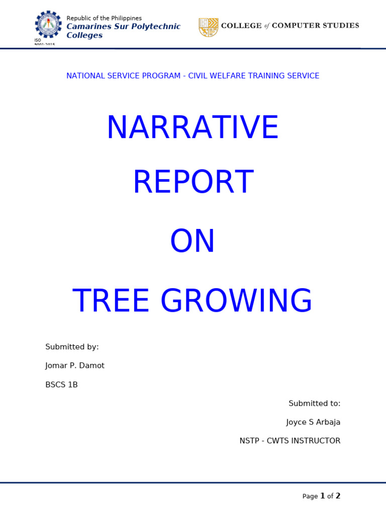 Tree Growing Activity Report - NSTP | PDF