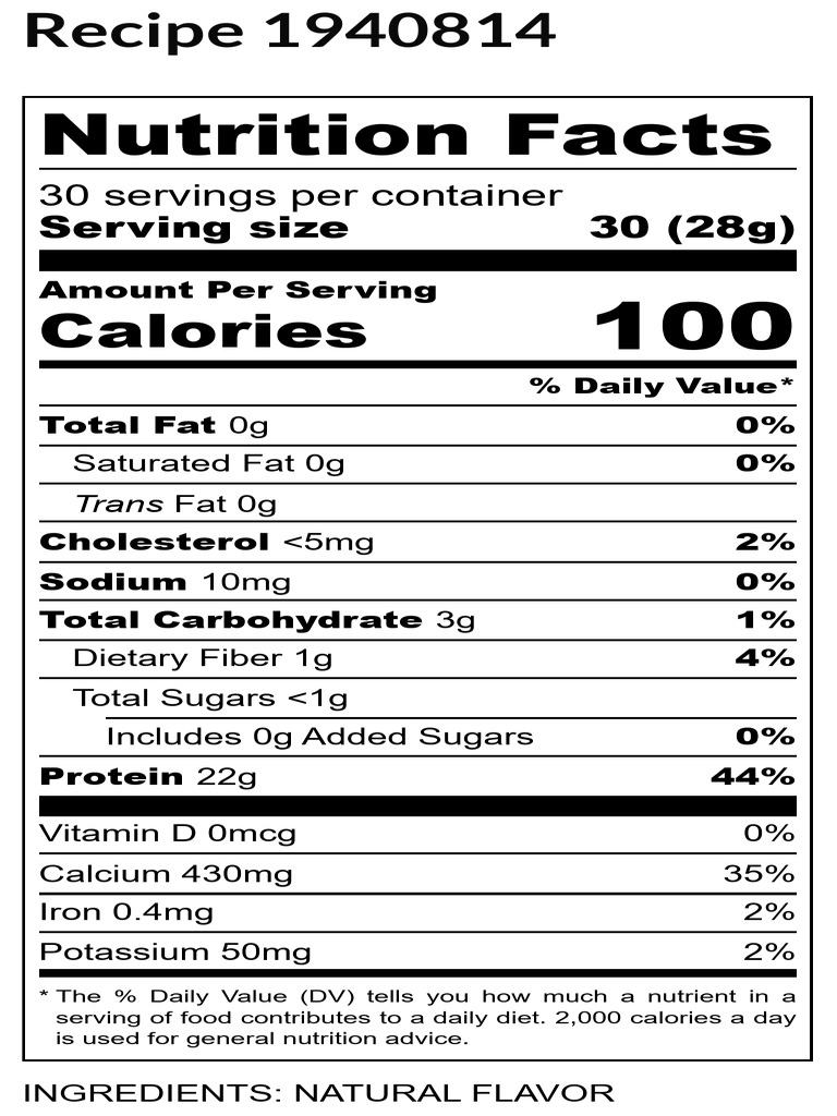 Recipe 1940814 - Nutrition Label | PDF