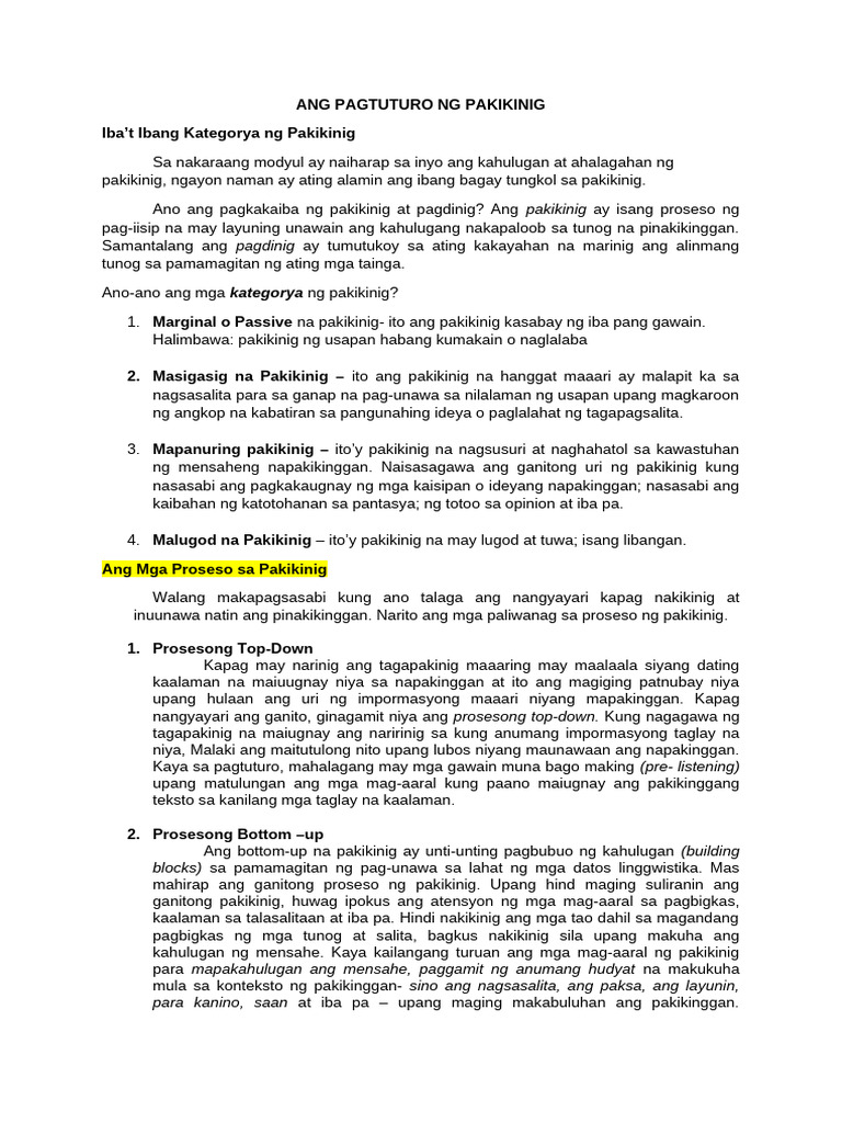 ANG-PAGTUTURO-NG-PAKIKINIG | PDF