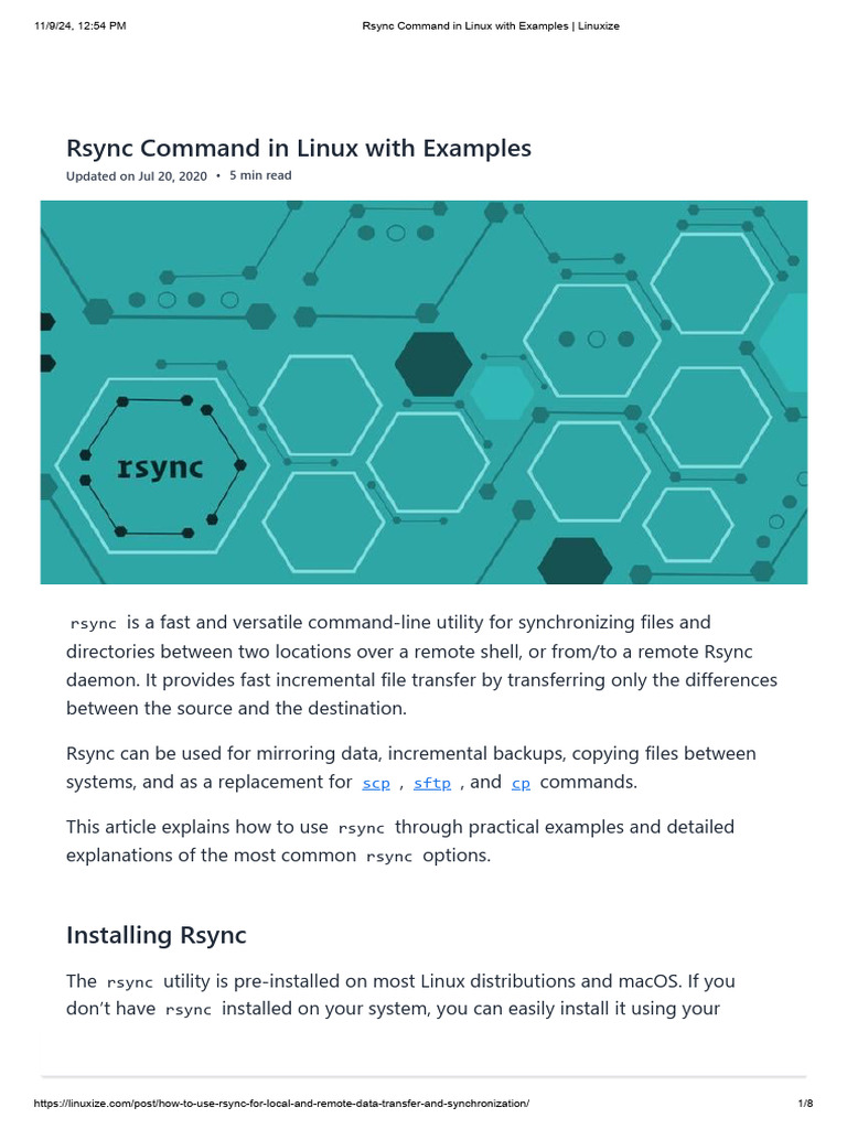 Rsync Command in Linux with Examples _ Linuxize (2) | PDF | Secure Shell | Computer File
