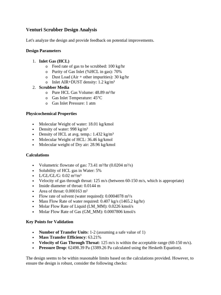 Venturi Scrubber Design Analysis | PDF | Flow Measurement | Gases