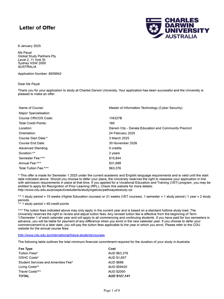 Payal SITCS3 Letter of Offer | PDF | Payments | Credit Card
