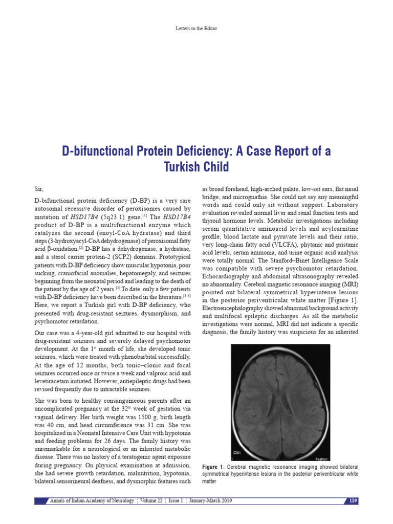 Incecik Et Mungan - 2019 - D-Bifunctional Protein Deficiency A Case ...
