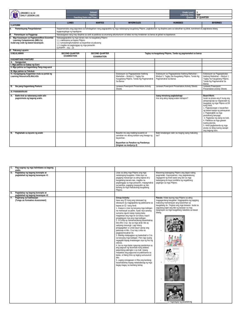 DLL-ESP 5 - Q3 - W1-Final | PDF