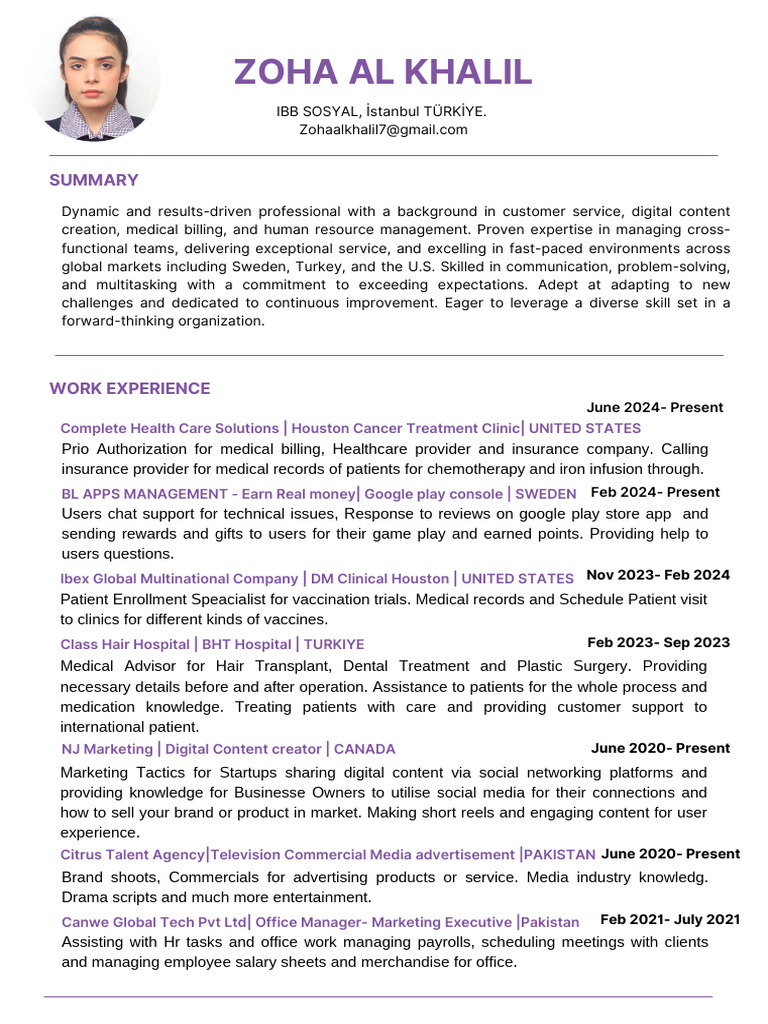 Resume 2025 | PDF | Patient | Health Care