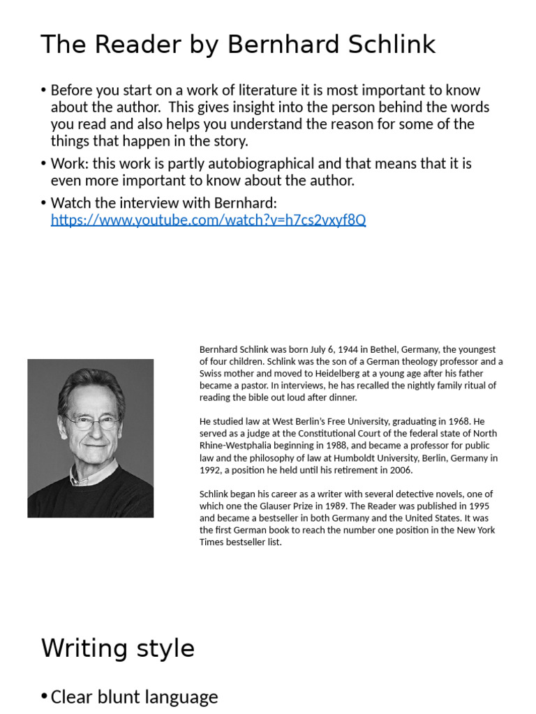 The Reader by Bernhard Schlink 1 | PDF