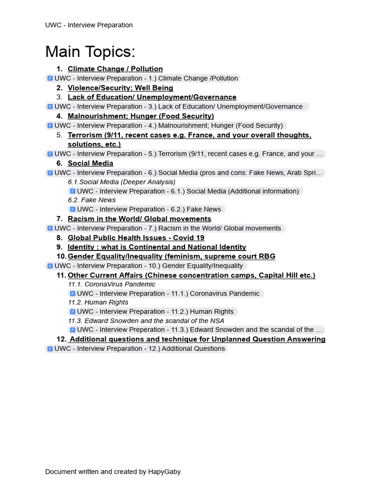 UWC - Interview Preparation | PDF