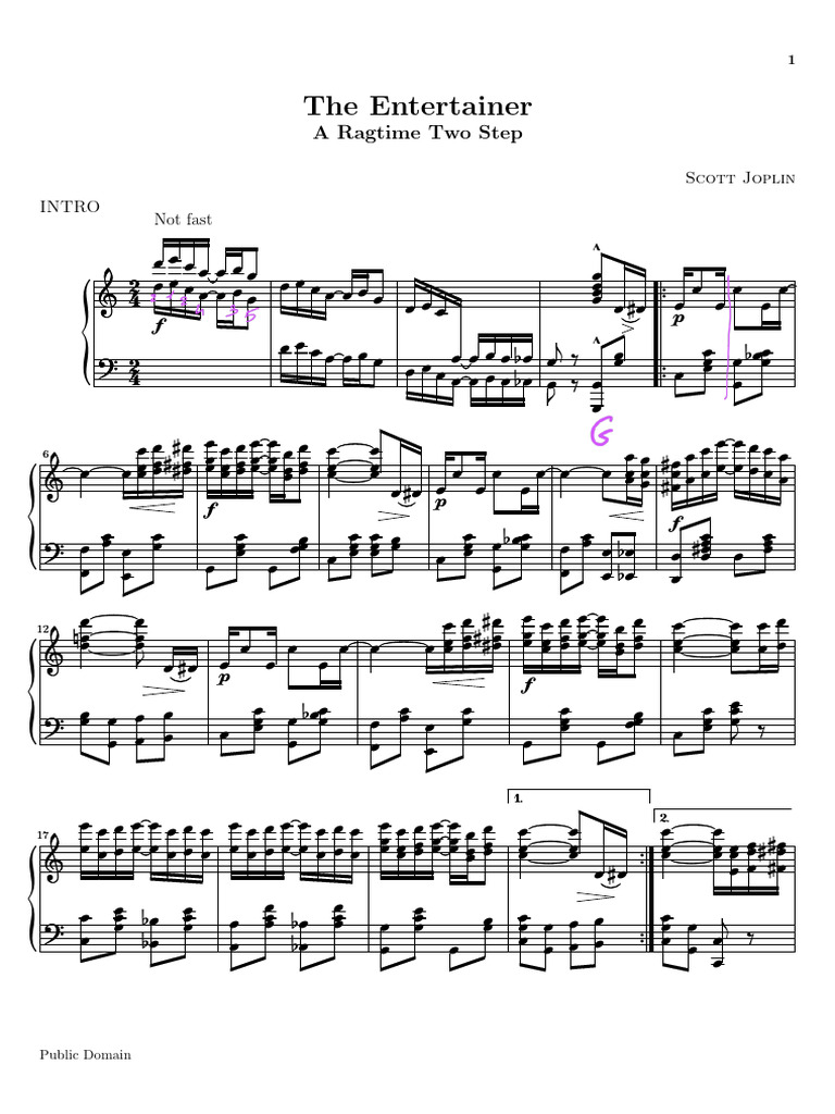 Joplin Entertainer | PDF | The Entertainer (Rag) | Compositions