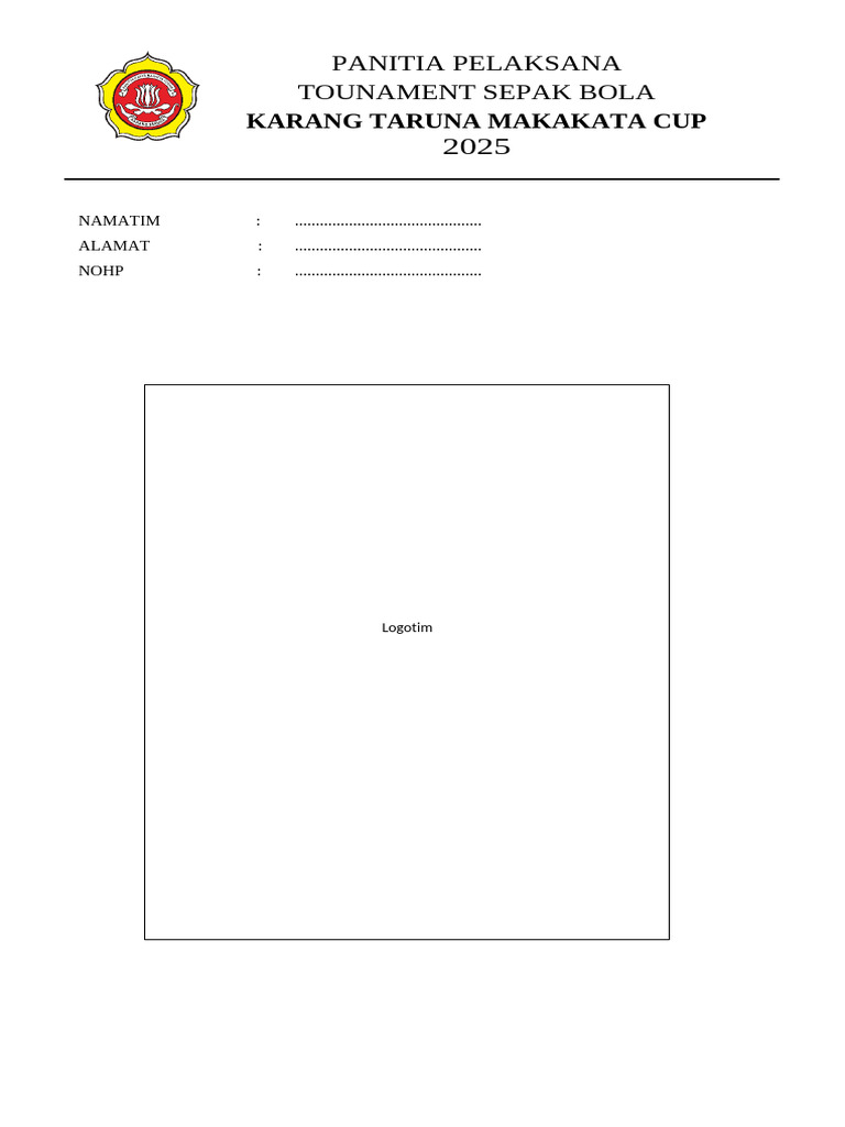 FORMULIR DATA TIM TURNAMEN | PDF