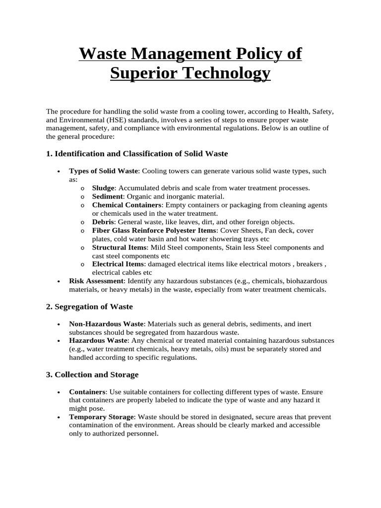 Waste Managment Policy - Superior Technology | PDF | Waste | Waste ...