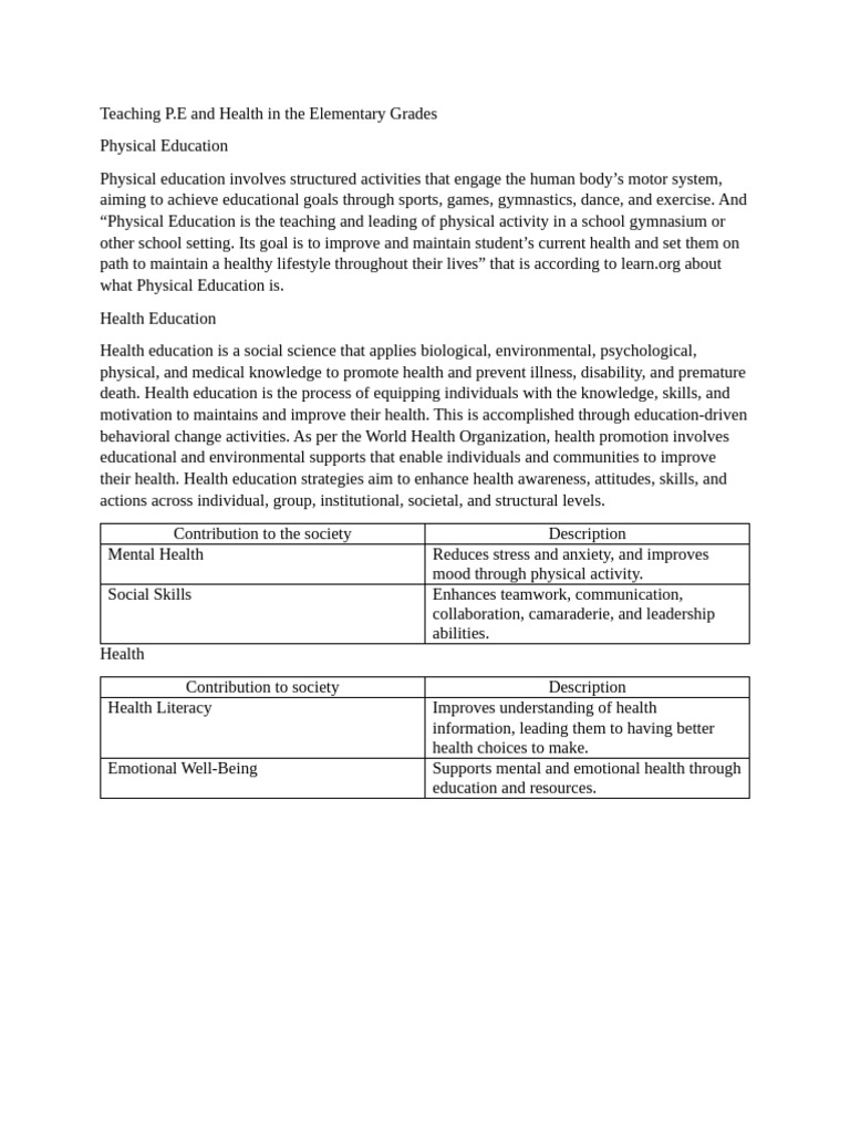 PE and Health | PDF