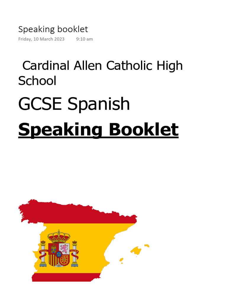 Speaking Booklet | PDF