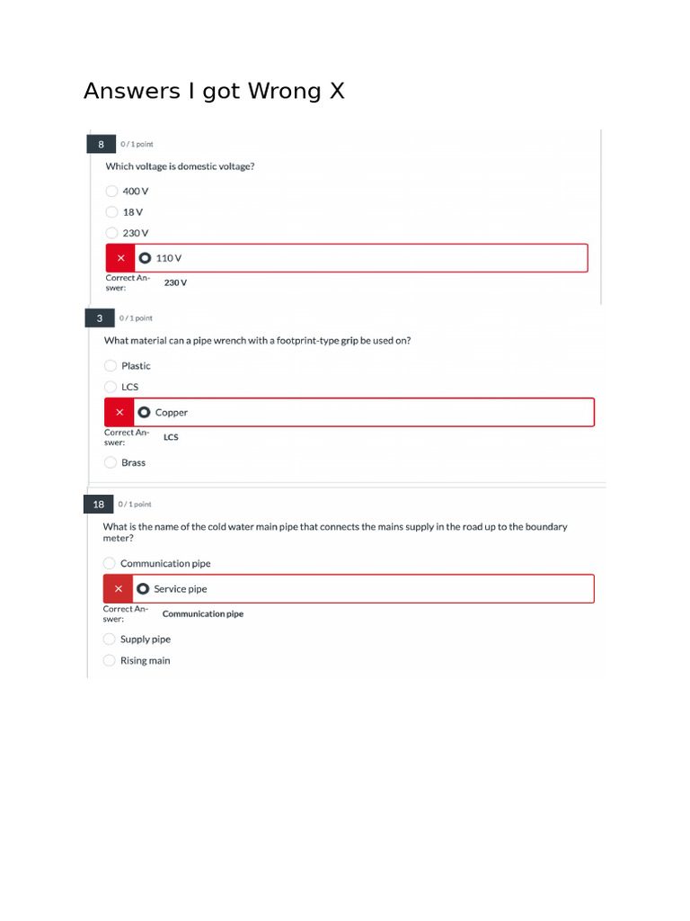 Answers I Got Wrong X | PDF