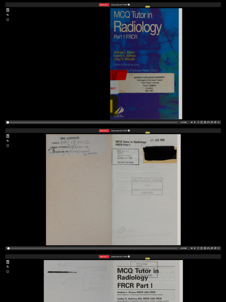 MCQ tutor in radiology part 1 FRCR ORIGINAL | PDF