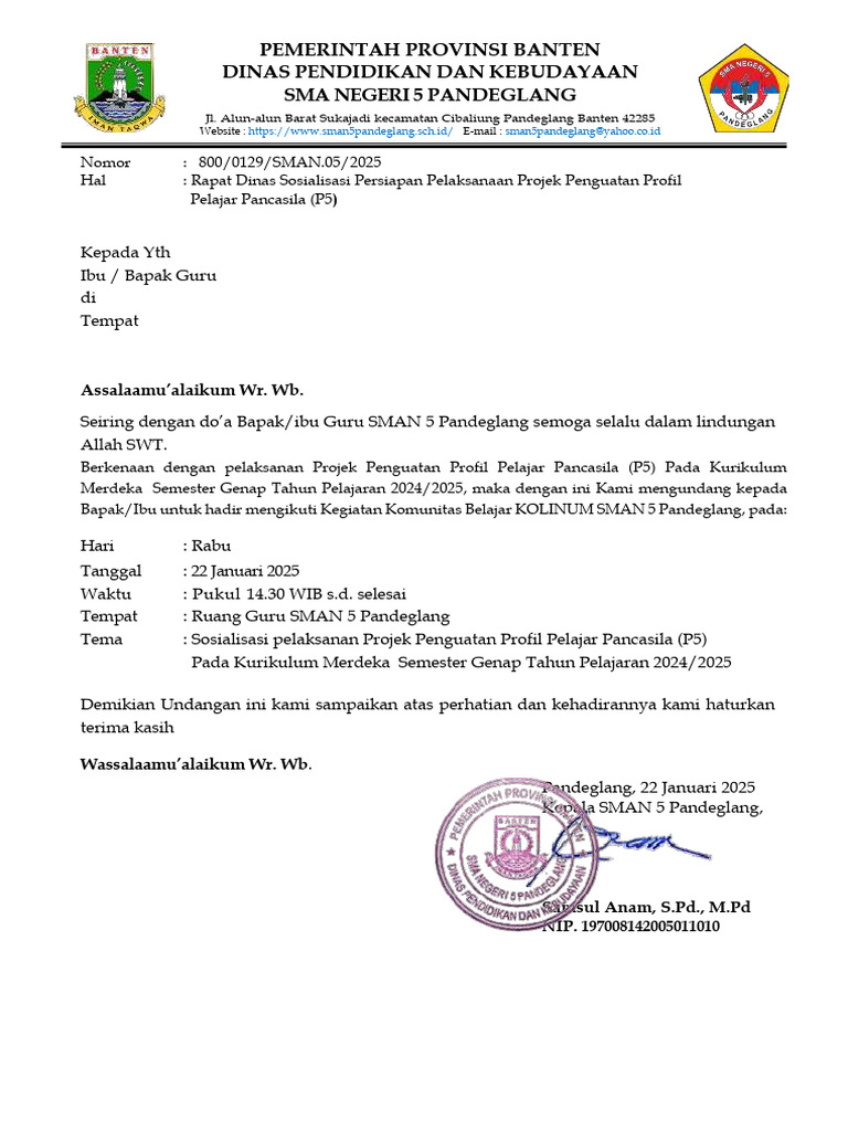 Surat Undangan Kombel | PDF