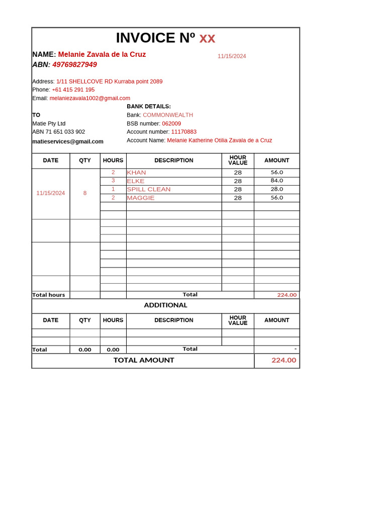 Invoice Matie House Cleaning UPDATED | PDF