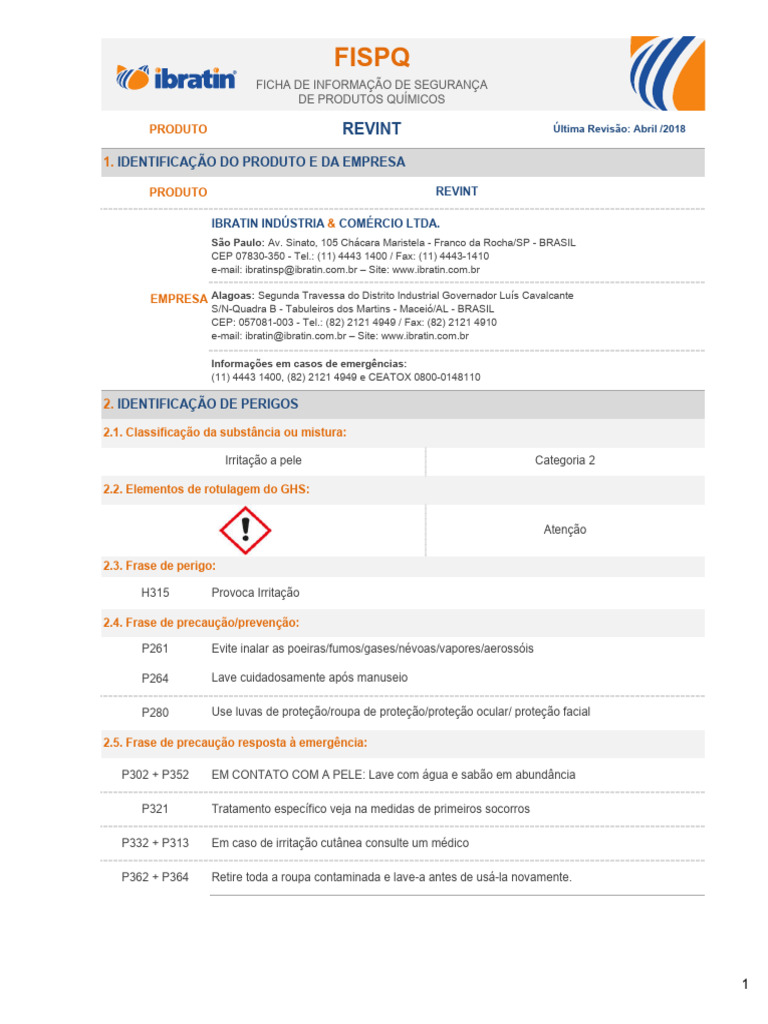 Fispq Lab 000 Revint | PDF | Embalagem e rotulagem | Química