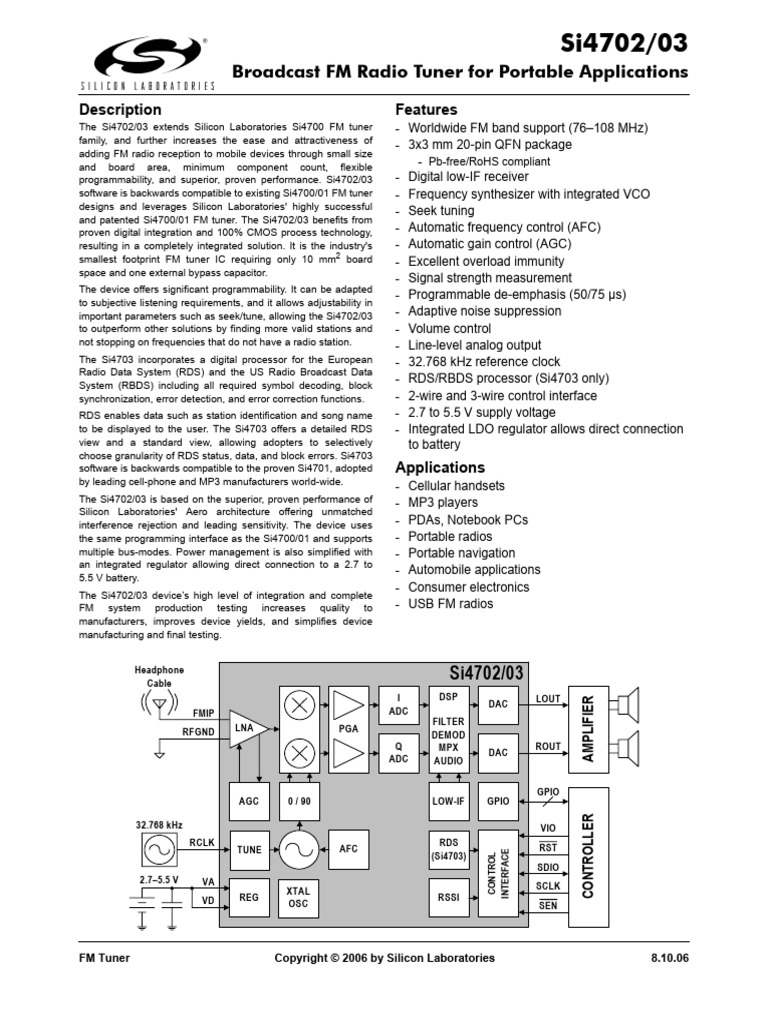 Si4702-03_short | PDF | Frequency Modulation | Radio