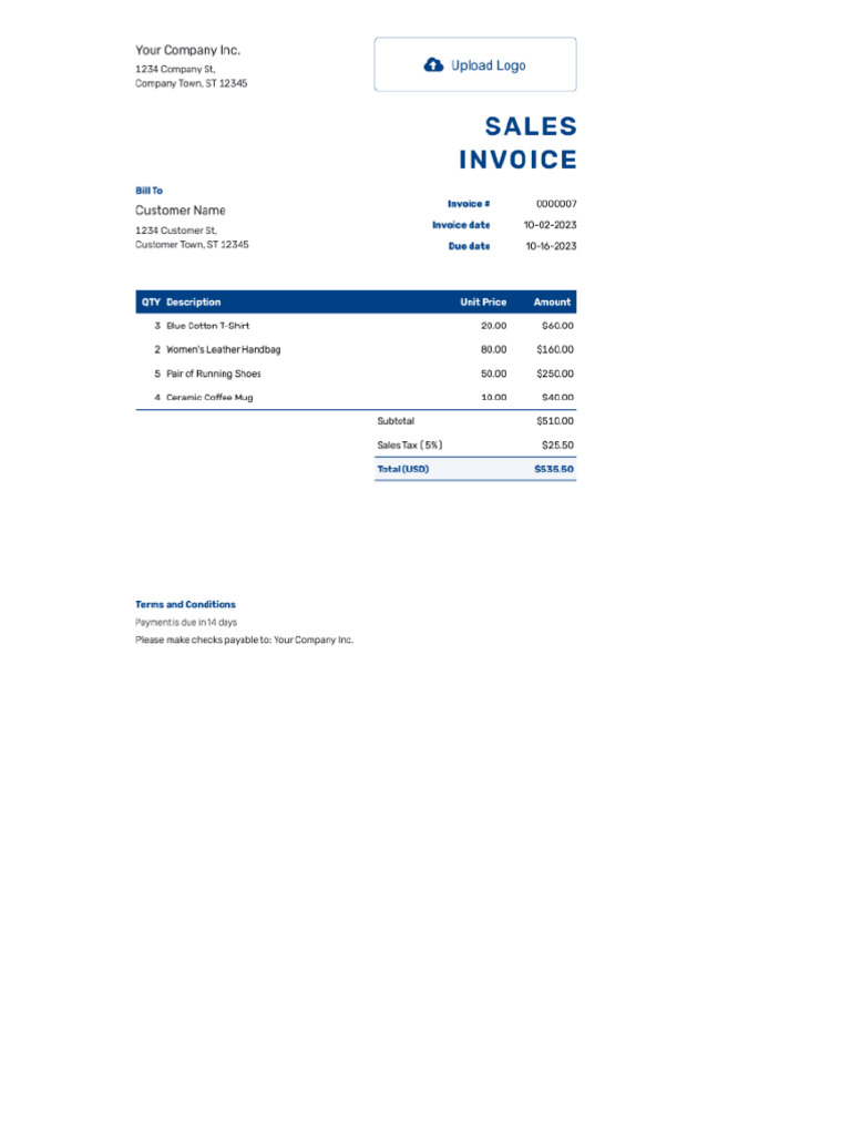 Letterhead Style Invoice Template GDoc | PDF