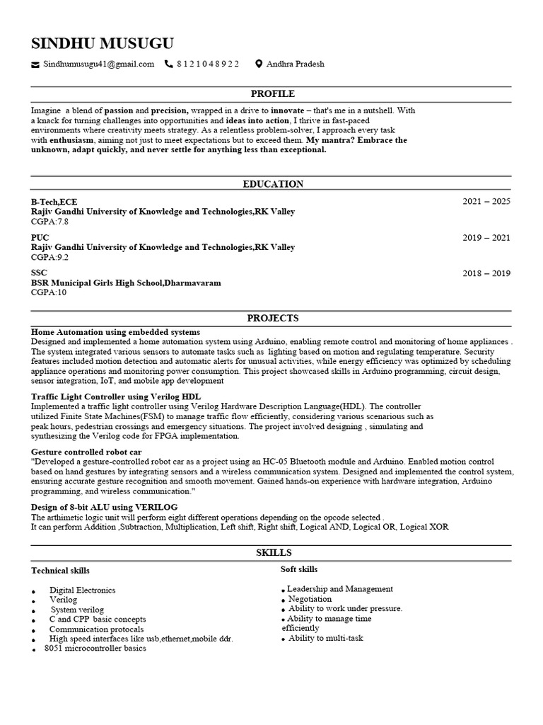 Engineering Student Profile and Projects | PDF | Embedded System | Arduino