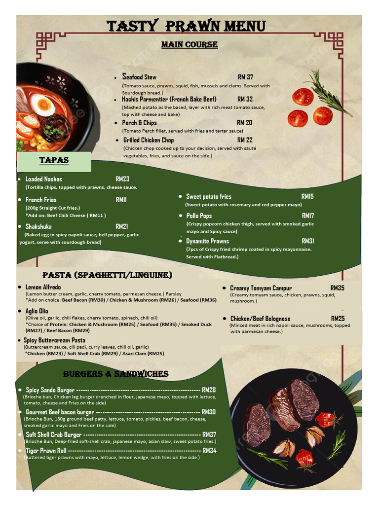 Menu tp | PDF | Hamburgers | Tomato Sauce