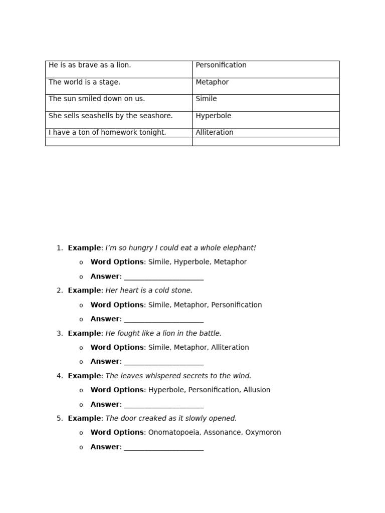 Example Word Options Answer Example Word Options Answer Example Word ...