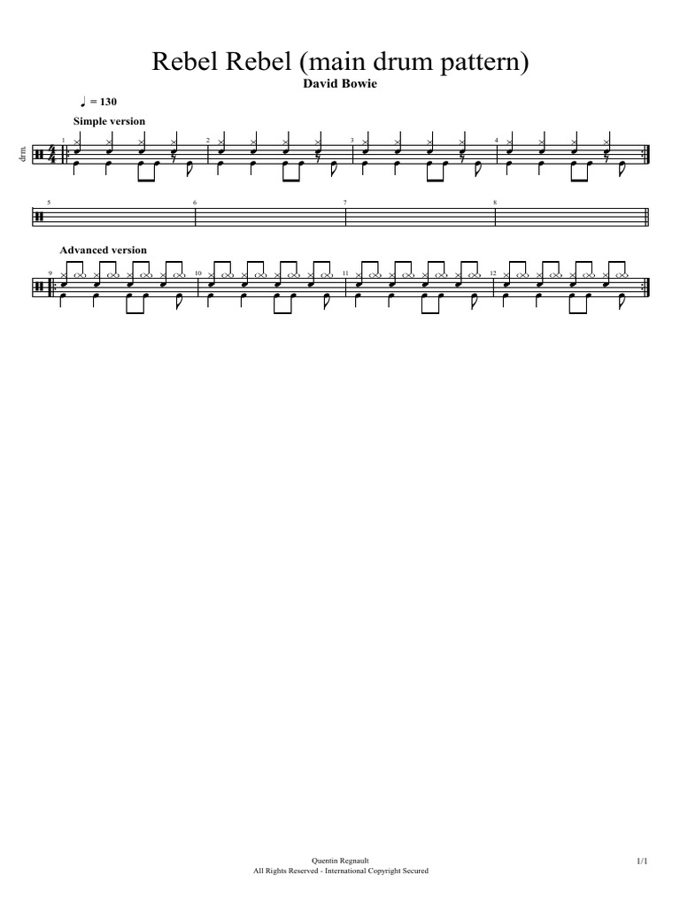 Rebel Rebel (Main Drum Pattern) | PDF