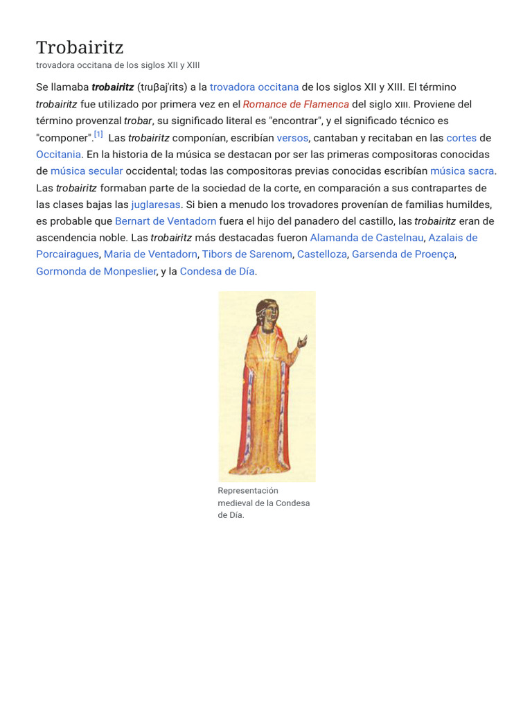 Trobairitz: Compositoras Occitanas Medievales | PDF