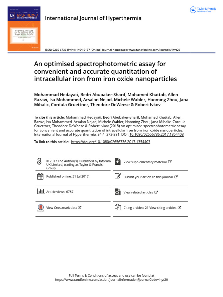 An Optimised Spectrophotometric Assay For Convenient and Accurate ...