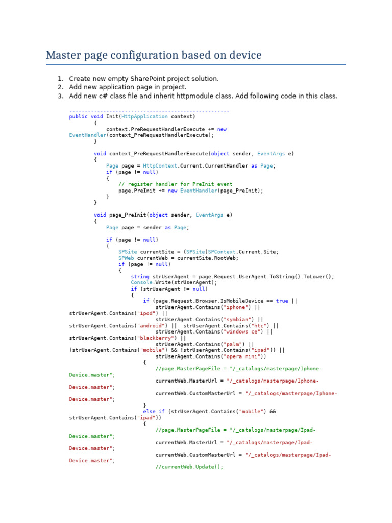 Master Page Configuration by Device | PDF | I Pad | Software