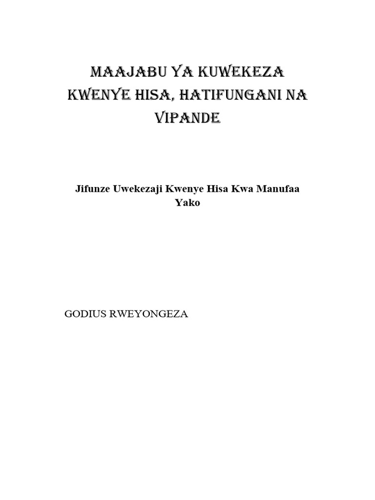 Maajabu Ya Kuwekeza Kwenye Hisa | PDF