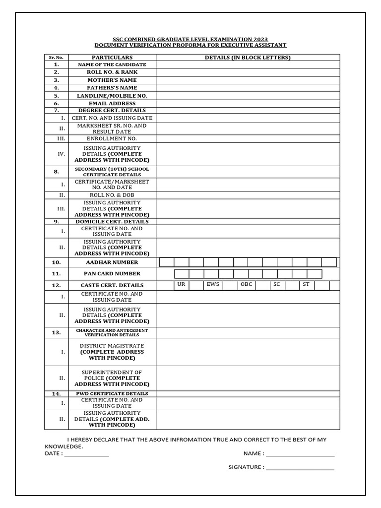 DV Proforma Ea23 | PDF