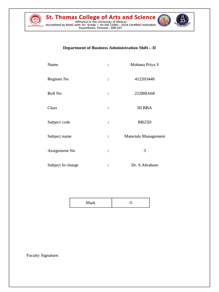 MM Assignment 3 Front Page | PDF