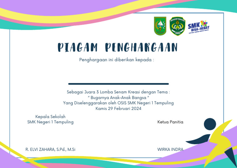 Piagam Penghargaan Juara Senam 2024 | PDF