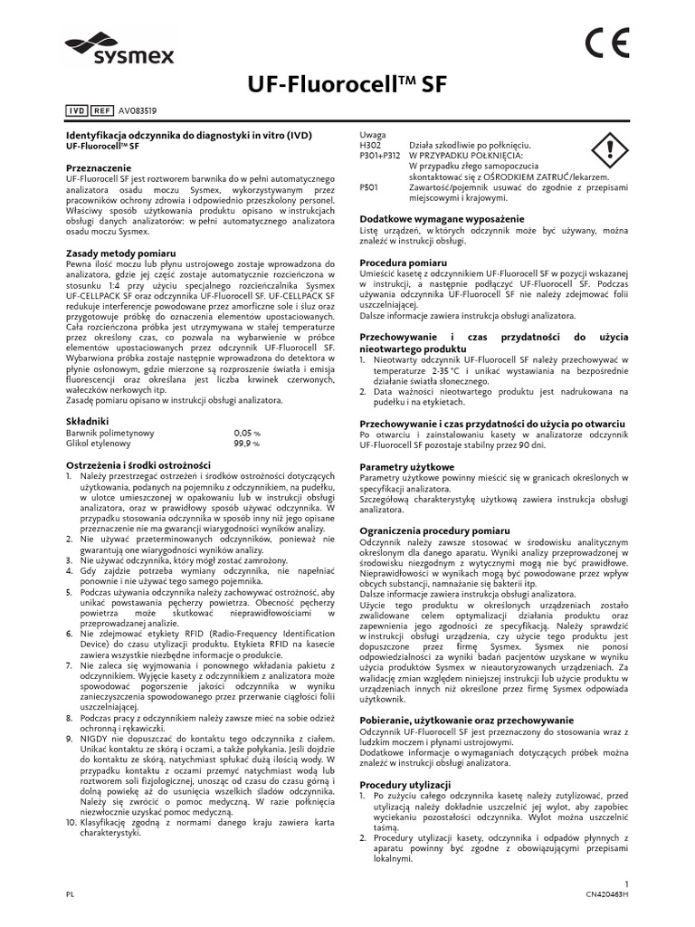 Ulotka Odczynnikowa - UF-Fluorocell SF-sig | PDF