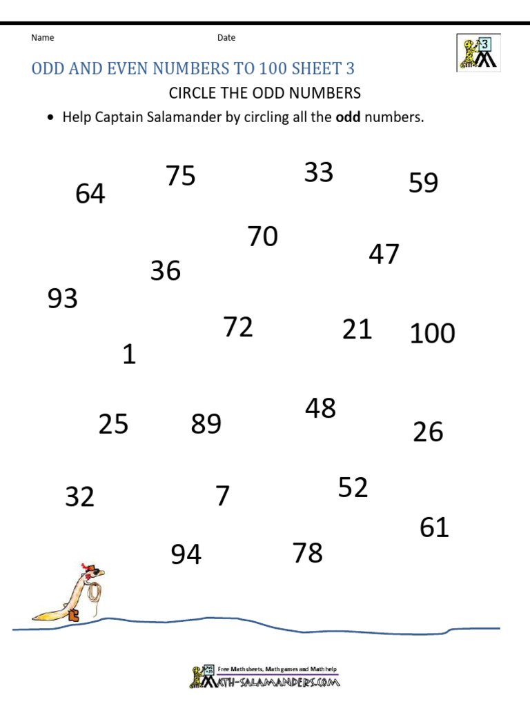 Odd and Even Numbers To 100 3 | PDF