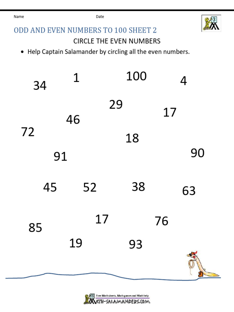 2nd Grade Even Numbers Worksheet | PDF
