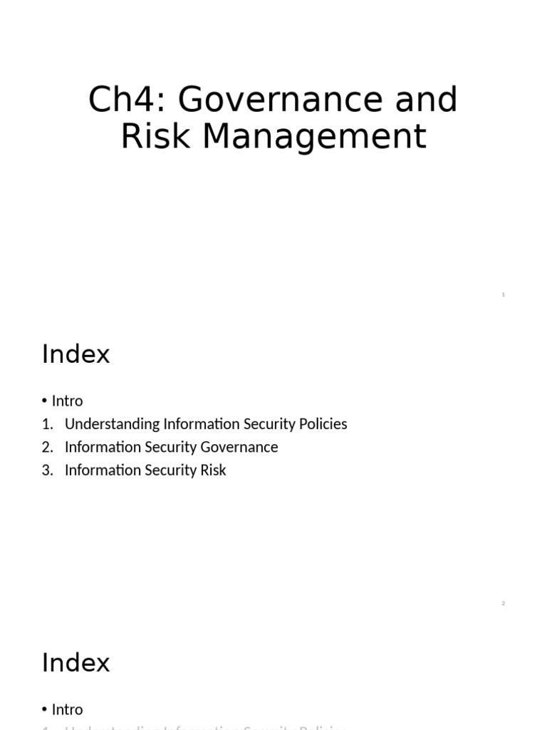 4-1 - Governance and Risk Management - V2 | PDF | Risk | Information Security