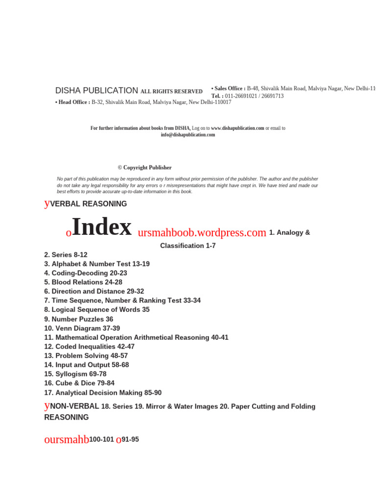 Disha Reasoning ShortCut in English | PDF | Matrix (Mathematics) | Numbers