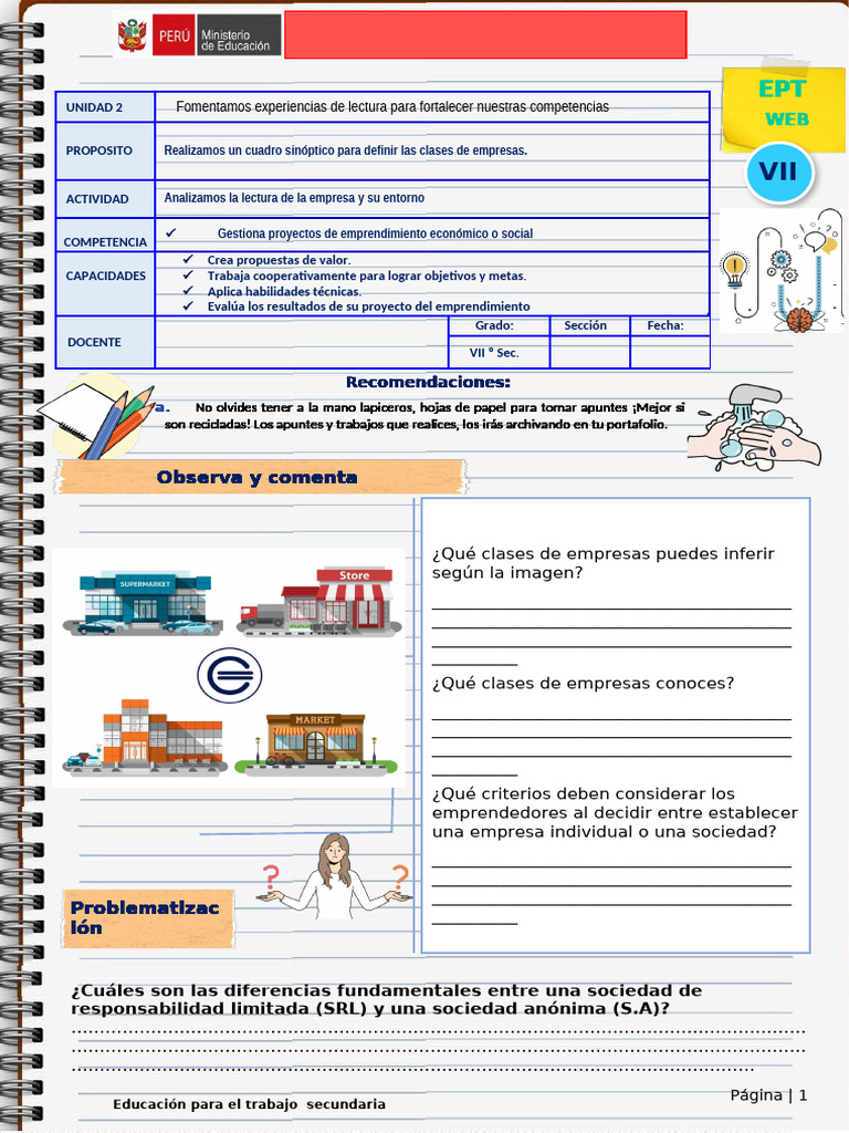 Viiº Ficha Ept. Unid 02 - Actv 02 | PDF | Business | Pequeñas y ...