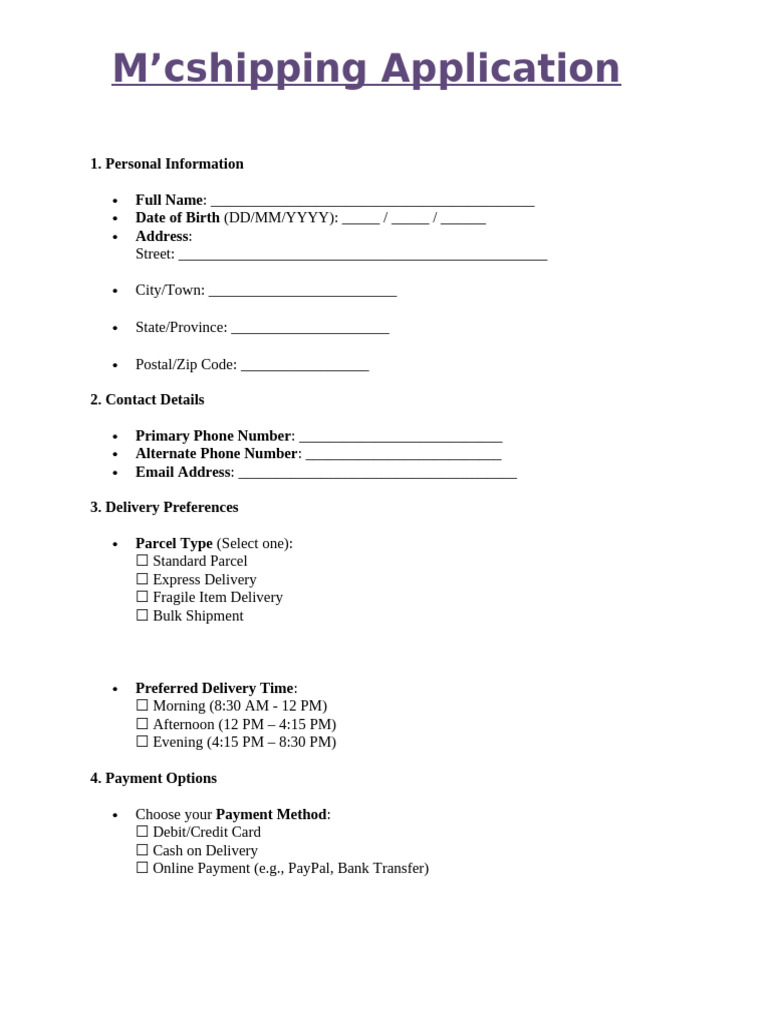 M'C Shipping App | PDF