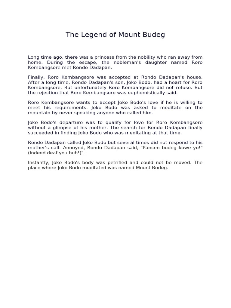 The Legend of Mount Budeg | PDF