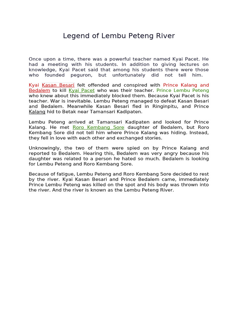Legends of Lembu Peteng River | PDF