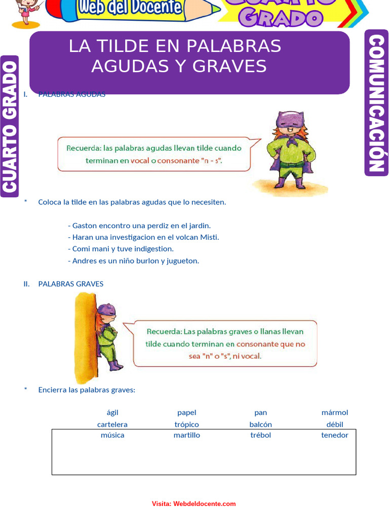 Acentuación: Palabras Agudas y Graves | PDF