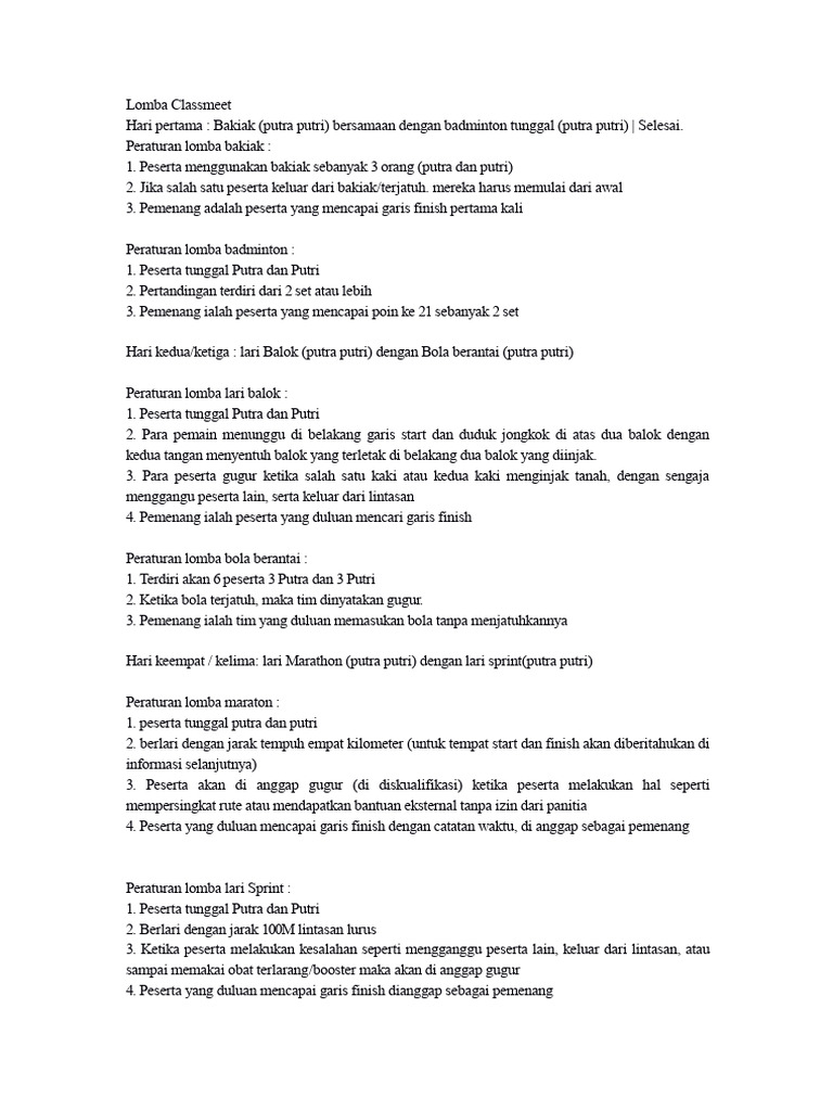 Lomba Classmeet 2 | PDF